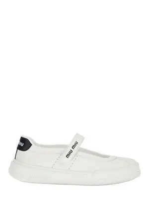 MIU MIU Miu Miu Leather Ballerinas Sneakers With Velcro Strap