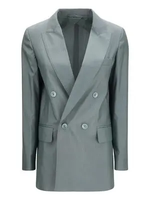 Max Mara Mxmalbata Blazer In Wool And Silk - Green