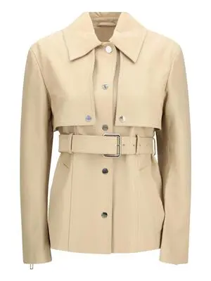 Max Mara Stenzone Convertible Leather Jacket - Beige