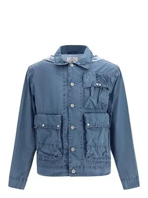 C.P. COMPANY 50 Fili Indigo Bleached Goggle Jacket - Blue