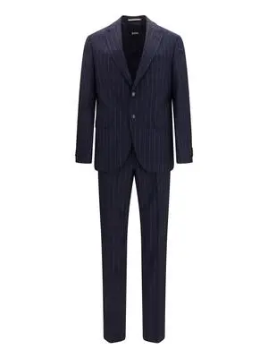 Hugo Boss Striped Virgin Wool Suit - Blue
