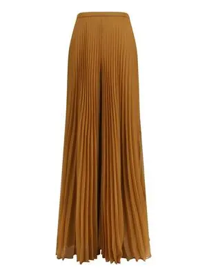 PIANOFORTE- MAX MARA Max Mara Pianoforte Grembo Pleated Chiffon Wide Leg Pants - Brown