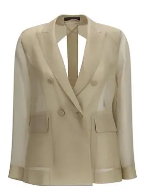 PIANOFORTE- MAX MARA Max Mara Pianoforte Silk Organza Slogan Jacket - Beige