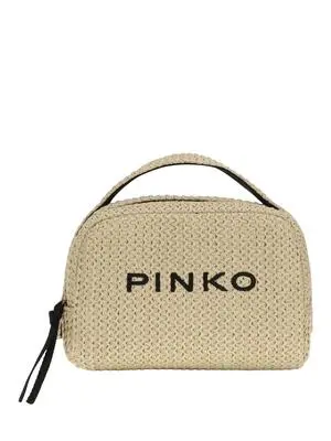 PINKO Pinko Raffia Beauty Case With Embroidered Logo