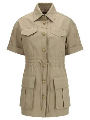 Balmain Gabardine Four-pocket Button Dress - Beige