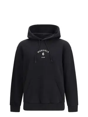 MAISON MARGIELA Logo Drawstring Hooded Sweatshirt - Black
