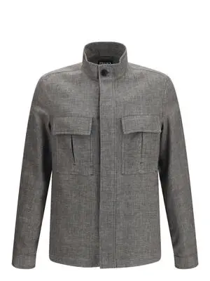 Zegna High-collar Shirt Jacket - Grey