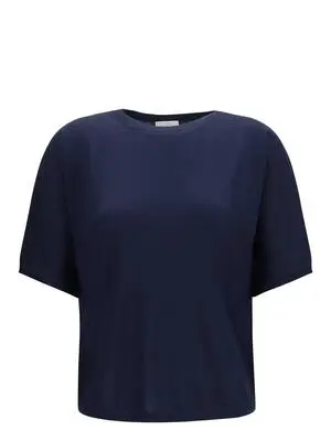 Brunello Cucinelli Short Sleeve Cashmere And Silk Sweater - Blue