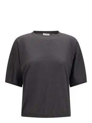 Brunello Cucinelli Cashmere And Silk Short-sleeve Sweater - Grey