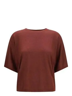 Brunello Cucinelli Short-sleeve Cashmere And Silk Sweater - Bordeaux