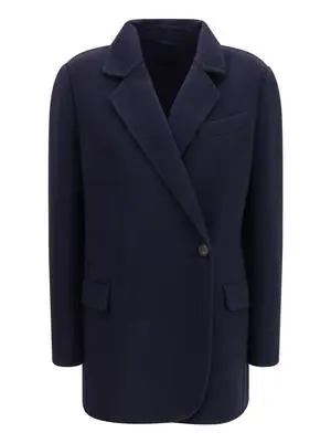 Brunello Cucinelli Single-breasted Wool And Cashmere Jacket - Blue