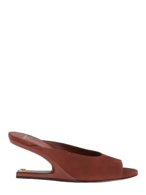 Balmain Suede Sculptural Heel Mules - Bordeaux