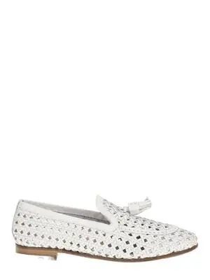 Fratelli Rossetti Leather Loafers With Woven Detailing - White