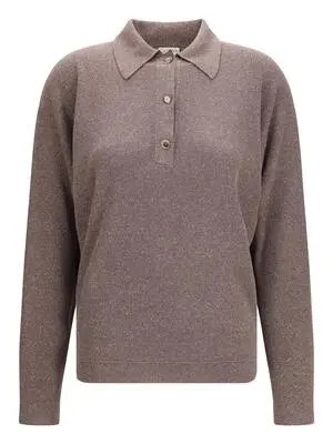 Calvin Klein Long Sleeve Sweater With Collared Neckline - Brown