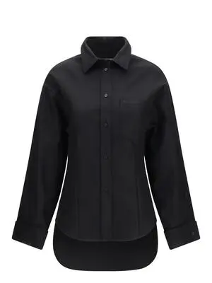 Balenciaga Classic Long-sleeved Shirt With Embroidered Logo - Black