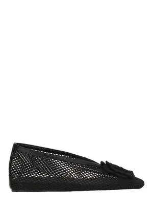 GANNI Jenny Mesh Ballerinas With Floral Detail - Black