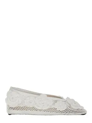GANNI Jenny Mesh Ballerinas With Floral Detailing - White