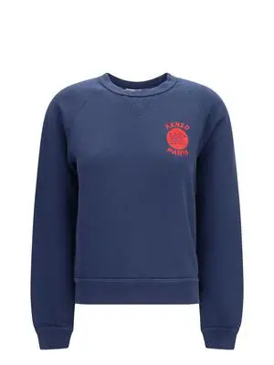 Kenzo Emblem Embroidered Cotton Sweatshirt - Blue