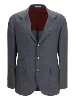 Brunello Cucinelli Brunello Cucinelli Deconstructed Jacket In Flame-Textured Wool, Silk, And Linen Grey