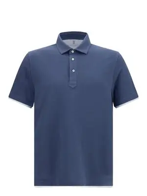 Brunello Cucinelli Short-sleeve Cotton Polo Shirt - Blue