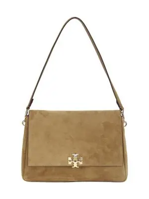Tory Burch Charlie Suede Shoulder Bag - Beige