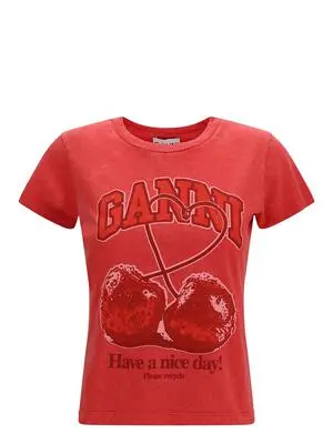 GANNI Have A Nice Day!" Cherry Graphic T-shirt - Red