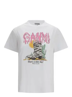 GANNI Western Boot Graphic T-shirt - White
