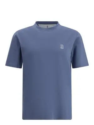 Brunello Cucinelli Logoed T-hirt - Blue