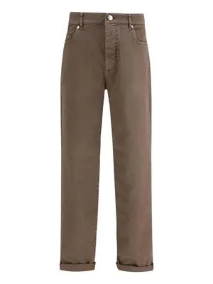 Brunello Cucinelli Jeans With Turn-up Hem - Brown