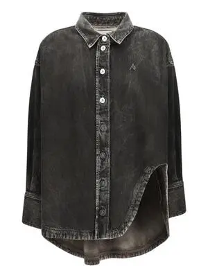 Attico Embroidered Denim Shirt - Black