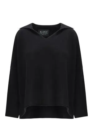 Alanui Pullover With Polo Collar - Black