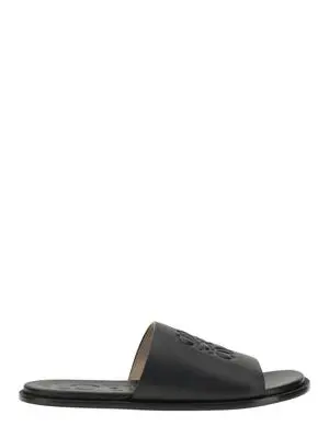 Loewe Slide Anagram Flex Sandals In Calfskin - Black