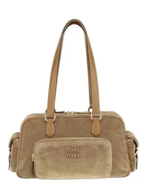 Miu Miu Corduroy Shoulder Bag - Beige