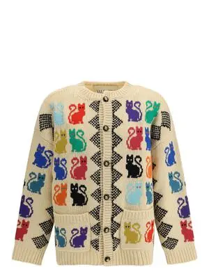 Valentino Garavani Le Chat De La Maison Jacquard Wool Cardigan - Multicolour