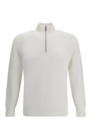 BRUNELLO CUCINELLI BRUNELLO CUCINELLI Ribbed High Neck Half-Zip Cotton Sweater