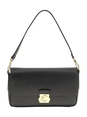 COCCINELLE COCCINELLE C-Me Lock Medium Shoulder Bag In Grained Leather Black