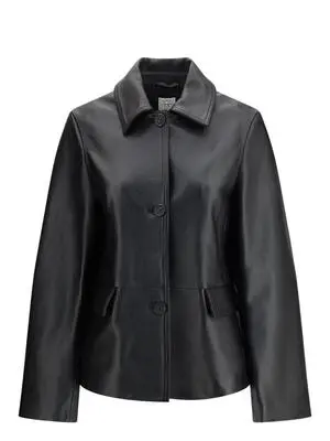 TOTEME Grained Leather Button-front Jacket - Black