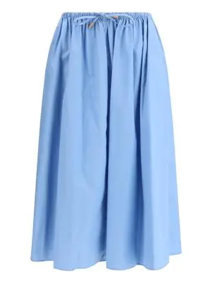 Marni Poplin Drawstring Midi Skirt With Embroidered Logo - Light Blue