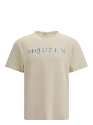 Alexander McQueen Cotton T-shirt With Logo - Cream
