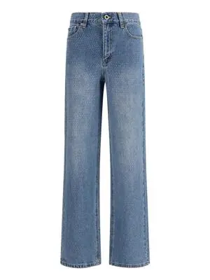 SELF-PORTRAIT Embellished Straight-leg Jeans - Blue