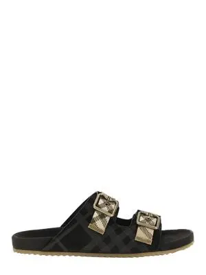 Burberry Check Embossed Suede Urchin Sandals - Multicolour
