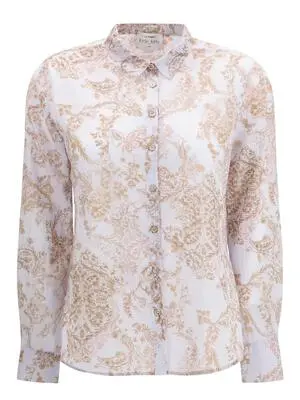 FORTE_FORTE Nontiscordardime" Print Regular-fit Voile Shirt - Multicolour