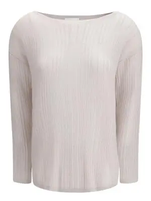 ALLUDE Rib-knit Crew Neck Sweater - White