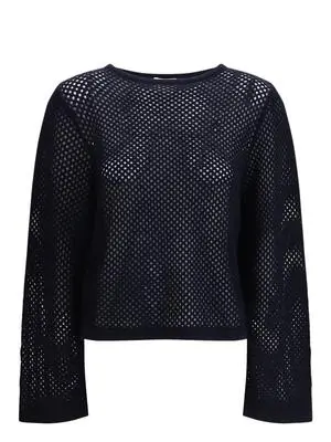 ALLUDE Perforated Boatneck Jumper - Blue