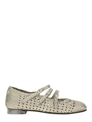 CAREL Ariana Woven Metallic Leather Ballerinas - Silver