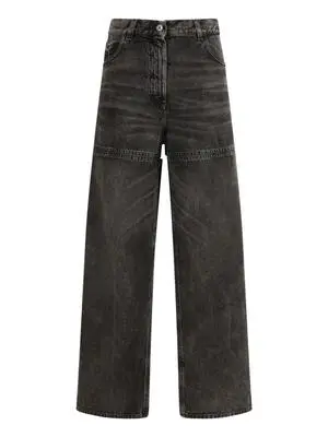 Attico High-waisted Wide-leg Jeans With Cut-out Detail - Black