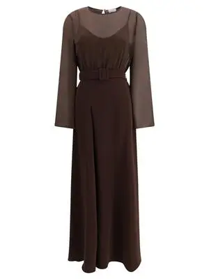 P.a.r.o.s.h Long Belted Dress - Brown
