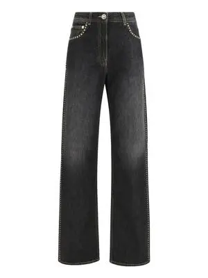 Versace VERSACE Straight Jeans With Stud Embellishments Black
