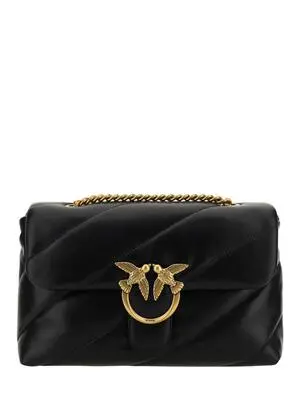 Pinko Love Classic Leather Shoulder Bag - Black