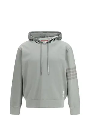 Thom Browne Cotton Hoodie With Signature Stripes - Grey